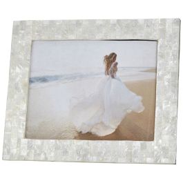 Brick Patterned Ivory Capiz Shell 8x10" Photo Frame 11.4x13.6"