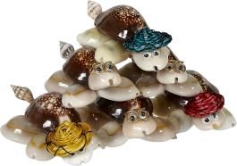 3 Turtle Pyramid Seashells Figurines Six Tier 3" (Set of 3)