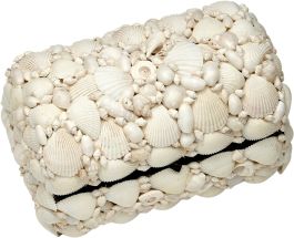 White Natural Seashell Treasure Box 10x6.5x5"